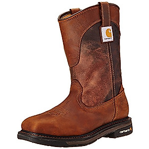 Carhartt mens 11" Wellington Square Safety Toe Leather Work Cmp1218 industrial and construction boots, Brown/Dark Brown Leather, 13 Wide US