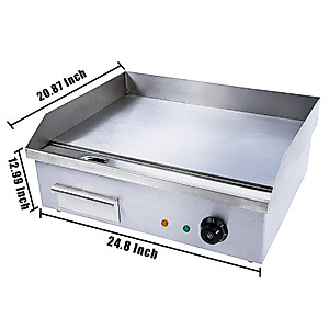 TBVECHI Teppanyaki, Electric Griddle Cooktop Countertop Commercial Flat Top Grill Griddles BBQ Plate Grill Thermostatic Control