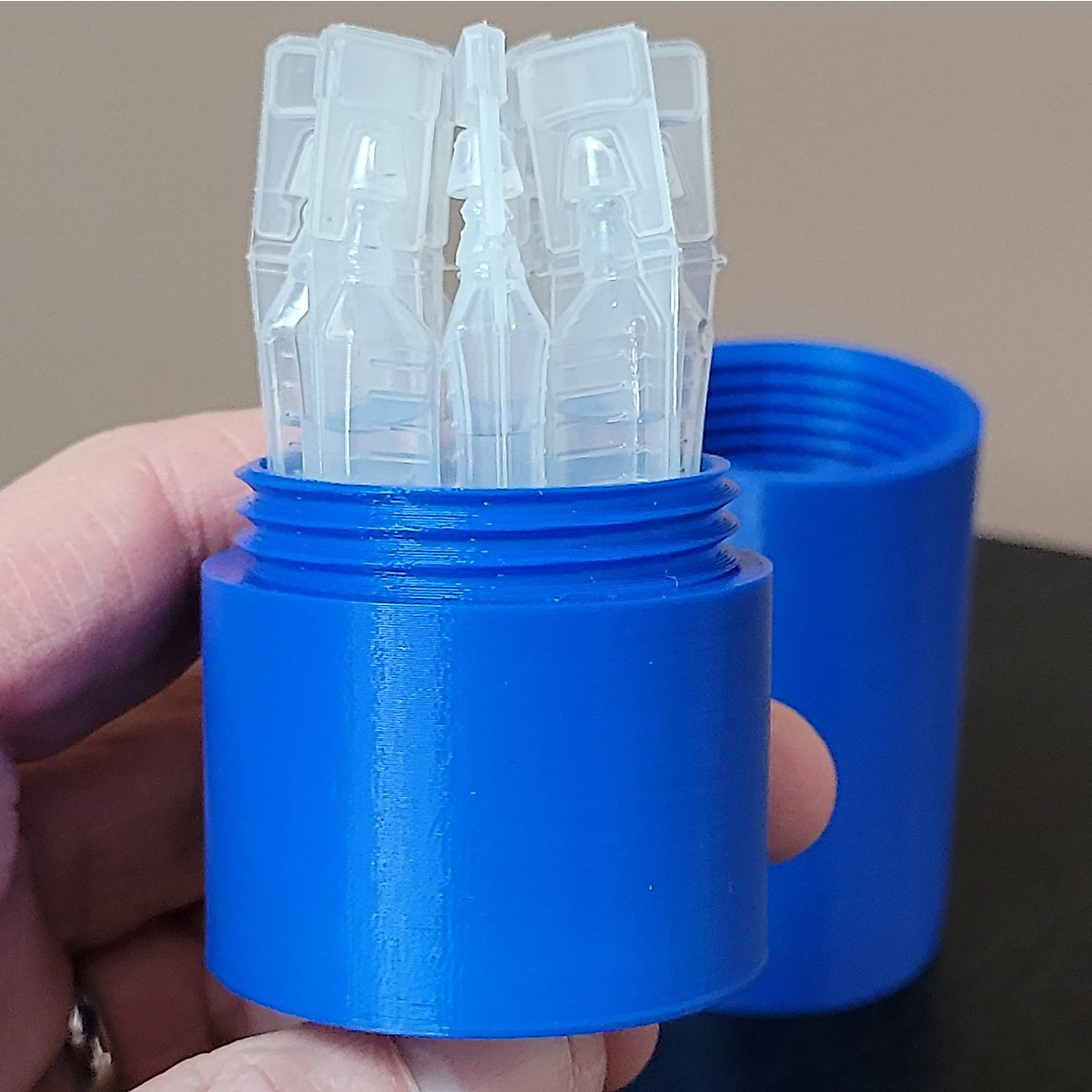 Eye Drop Vials Holder - Seven (7) Eye Drop Vials - Round Screw On Lid - Znet3D (Blue)