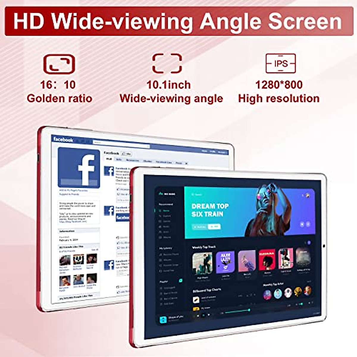 AOYODKG 2 in 1 Tablet 10 in, Android 11 Tablet Computer with Keyboard Bundle, 4GB+64GB, 5G & 2.4G WiFi Tablets PC, Dual Camera, 6000mAh, Mouse, Stylus (DGO-Red)