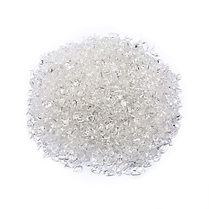 TWINKLING High Luster Fire Glass Gravel Stone Glitter,Broken Glass,Fire Gems Chips,Crushed Glass for Fire Pit Crafts Resin Art Aquarium Garden Decoration,3-6mm,1-Pound Jar (Crystal/Transparent)