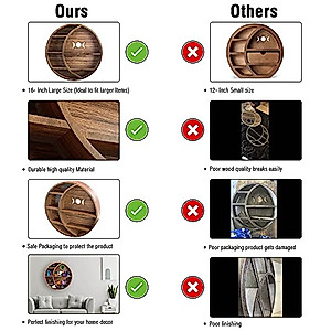 Midasfix Moon Shelf for Crystals, Large 16” Crystal Shelf Display, Essential Oil Shelf. Crescent Moon Shelf for Wall Décor