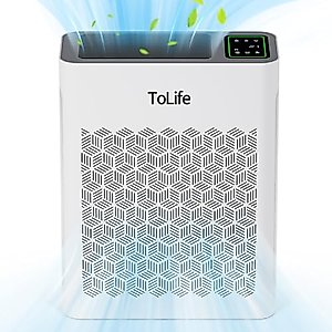 ToLife Air Purifiers for Home Large Room Up to 1095 Ft² with PM 2.5 Display Air Quality Sensor, Auto Mode, Timer, HEPA Air Purifier for Bedroom Filters Smoke, Pollen, Pet Dander, Allergies, White