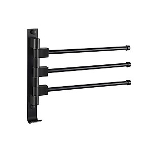 Rotating Towel Bar Hand Towel Holder Wall Mounted Storage Shelf Towel Ladder Hanger for Bathroom Kitchen Waterproof Towel Bar Holder Rack Adhesive Bathroom Replacement Bath Shelf Small Wall