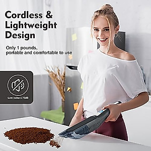 XREXS Handheld Vacuum Cordless, Car Vacuum Cleaner High Power, 12000Pa Strong Suction Rechargeable Hand Held Vacuum, Portable Lightweight Wireless Vacuum Cleaner for Home, Office, Pet Hair Cleaning