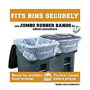 Plasticplace 95-96 Gallon Garbage Can Liners 1.5 Mil Clear Heavy Duty Trash Bags, 61 x 68”, 50 Count