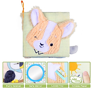 Babies Soft Books Crinkle Cloth Books for Babies Baby Teether Books High Contrast Baby Toys Touch and Feel Books for Infants Baby Toys (Dog)