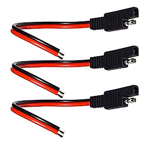 Faoyliye 14AWG SAE Connector Extension Cable,(3Pack) SAE Connector Plug 2 Pin SAE Single Plug Quick Connector Disconnect Plug,SAE Automotive Extension Cable, Solar Panel SAE Plug- 30cm/1ft (14AWG)