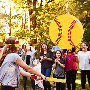 Deekin 3 Pcs Softball piñata Set Include piñata with Stick Eye Mask Softball piñata for Kids Music Science School Sports Bridal Shower Birthday Party Decorations Supplies