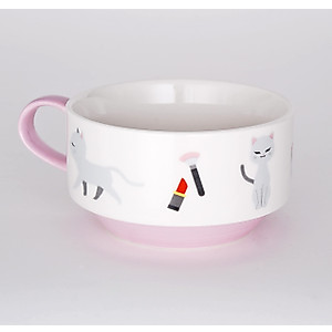 Fuji Merchandise Genki Cats Stackebale Coffee Cups With Handle 11 fl oz Kitten Neko Design (Runa)