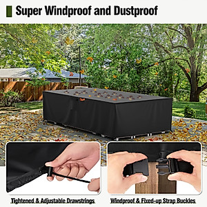 MR. COVER Patio Furniture Covers Waterproof, Outdoor Furniture Cover Fits up to 124L x 63W x 28H Inches, Rectangular Table and Chair Set Covers Rip-resistant Material with Windproof Buckles