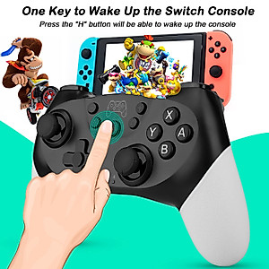 OUBANG Wireless Controllers for Nintendo Switch/Lite/OLED Controller, Switch Pro Controller with Dual Vibration, Upgrade Joystick Switch Gamepad Remote with Wake UP and Turbo Function Black White