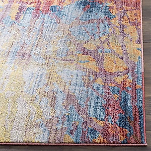 SAFAVIEH Bristol Collection 6' x 9' Blue / Rust BTL354F Boho Modern Abstract Area Rug