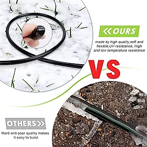 MultiOutools Distribution Tubing 3/8 inch Drip Irrigation Tubing Hose, 50FT Heavy Duty Drip Irrigation Kit for Lawn Garden Watering (3/8” tubing 50FT, Black)