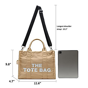 TINYAT Tote Bag for Women Canvas Handbag Purse Casual Shoulder Bag with Zipper Top Handle Crossbody for School,Travel,Work