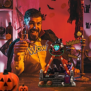 Chonsun Halloween Decoration Indoor Village House - Halloween Village Set Bumper Cars Pumpkin Skeleton Ghost Halloween Table Figurines with Motion and Creepy Laughter USB Powered Home Decor