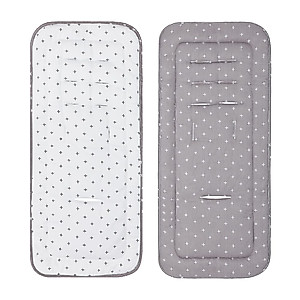 Stroller Seat Liner Universal Baby Stroller Sleeping Pad Car Seat Cushion Thick Cotton Breathable Stroller Mat Easy Installation for Newborns Infants Toddlers Outdoor Sports Jogger (white+grey)