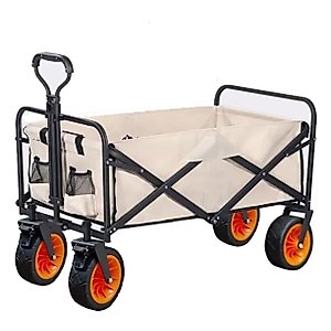 Garden Wagon Folding Wagon Utility Wagon Outdoor Utility Wagon 8" Wheel Portable Collapsible Camping Cart Garden Shop Sport Beach Hand Trolley Bearing