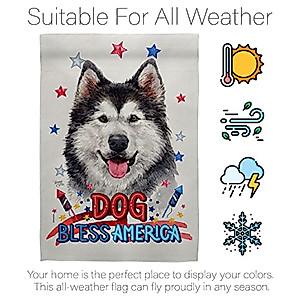 Breeze Decor Patriotic Siberian Husky Garden Flag Set Wood Dowel Dog Puppy Spoiled Paw Canine Fur Pet Nature Farm Animal Creature House Banner Small Yard Gift Double-Sided, Made in USA