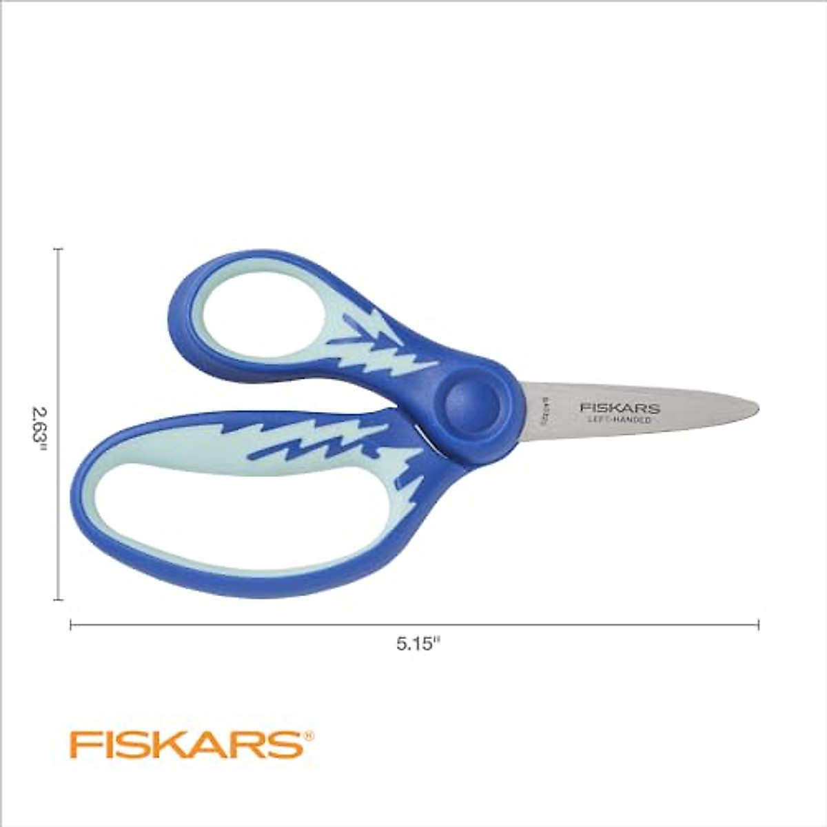 Fiskars 5" Softgrip Left-Handed Pointed-Tip Scissors for Kids Ages 4+ - Left-Handed Scissors for School or Crafting - Back to School Supplies - Blue Lightning