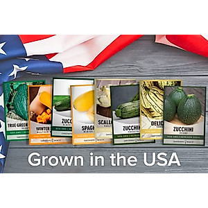 8 Squash Seeds for Planting Individual Packets - Zucchini, Delicata, Butternut, Spaghetti, Scallop, Caserta, Round and Hubbard for Your Non GMO Heirloom Vegetable Garden by Gardeners Basics
