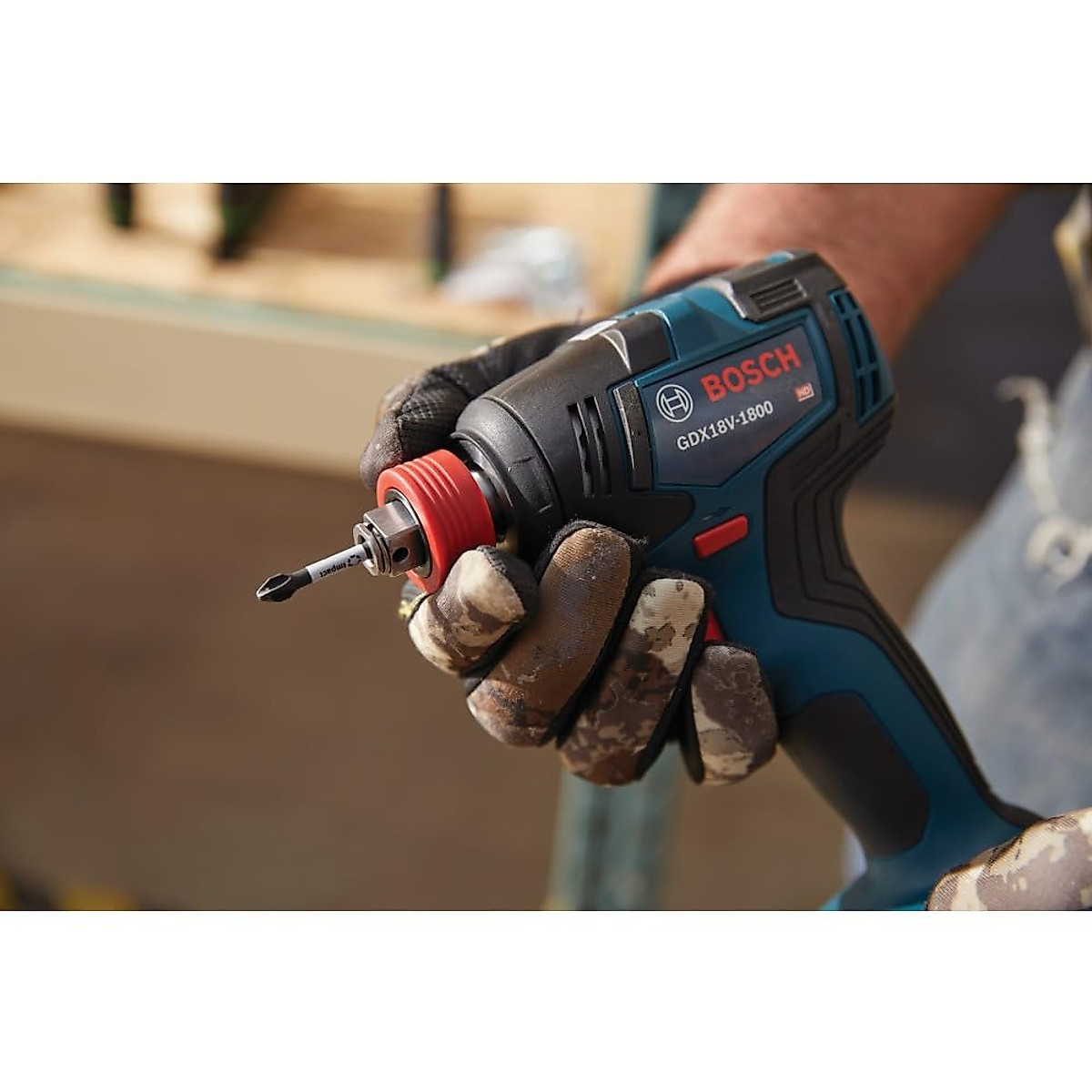 BOSCH GDX18V-1800B12 18V Two-In-One 1/4 In. and 1/2 In. Bit/Socket Impact Driver/Wrench Kit with 2 Ah Standard Power Battery