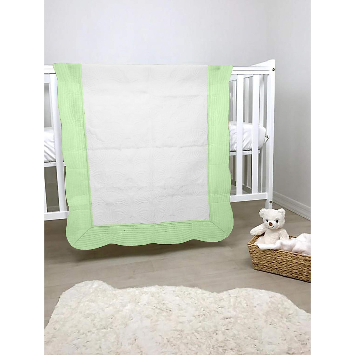 Oussum Lightweight Cotton Embossed Quilted Baby Toddler Blanket Newborn Winter Sleeping Quilt 35x45 Inches (Green)