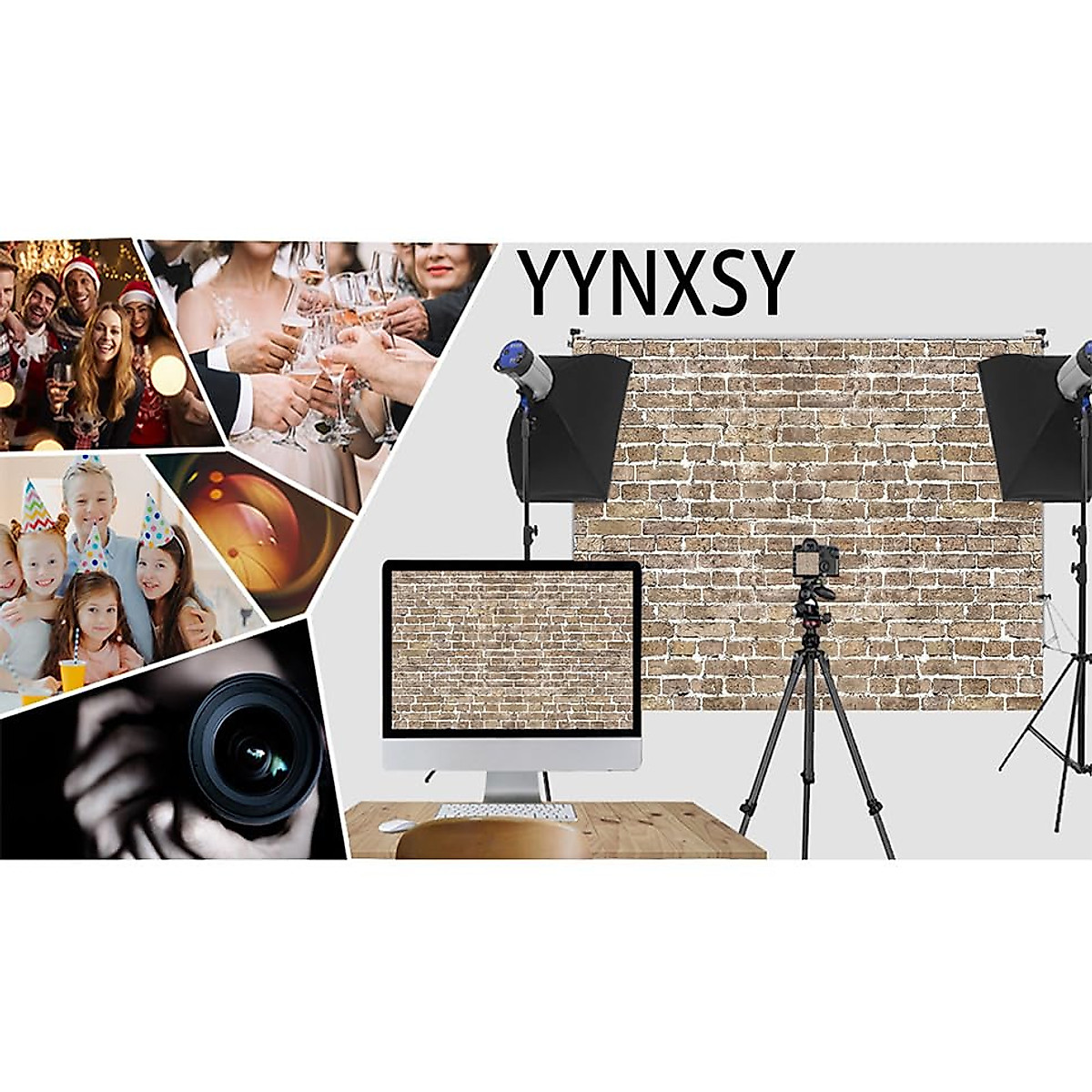 YYNXSY 7x5FT Brick Wall Background Primary Color Brick Background Large Fabric Brick Photo Background Baby Shower Birthday Party Wedding Graduation Home Decoration Photo Booth Prop Banner YY-4