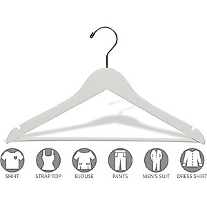 The Great American Hanger Company White Wooden Suit Clothes Hanger, Box of 100