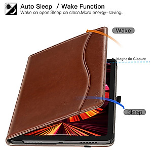 ZtotopCases for iPad Pro 11 Inch 4th/3rd/2nd Generation Case 2022/2021/2020, Premium PU Leather Smart Folio Cover with Auto Wake/Sleep, Hand Strap for iPad Pro 11'' 4th/3rd/2nd Gen,Brown