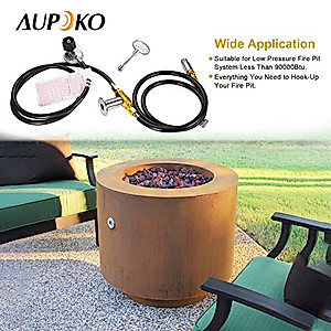 Aupoko Fire Pit Installation Kit with 90K BTU Propane Gas Valve Control Assembly System Kit, Including 1/2' Chrome Key and Quarter-Turn Shut-Off Valve, Replacement for Propane Gas Connection
