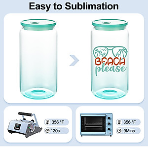 Laosh 8 Pack Sublimation Glass Cups, 16oz Sublimation Glass Tumbler Blanks with Colored Lids and Straws, Gradient Mason Jars Cups Beer Can Mug DIY Gift for Iced Coffee Beer Juice Soda