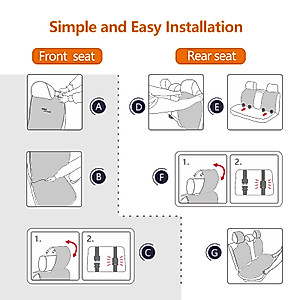 Sojoy Car Seat Covers Full Set Universal Fit Four Seasons Car Seat Towel Protector Easy to Use with Non-slip Bottom (Brown and Tan)