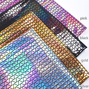 Hologram Metallic Foil Stretch Fabric Triangle Pattern(Silver 1yard)