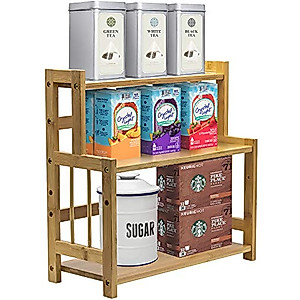Sorbus Kitchen Countertop Organizer Bamboo Wooden Counter Storage Shelf Rack for Spice, Soap, Skin care, Makeup Display Stand, Bathroom Shelves, Vanity, Office (3-Tier)