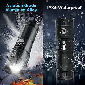 Rechargeable High Lumens, Super Bright Flashlights with COB Work Light, High Powered, Powerful Handheld Led Tactical Flashlights for Emergencies Camping Hiking,120000 Lumens