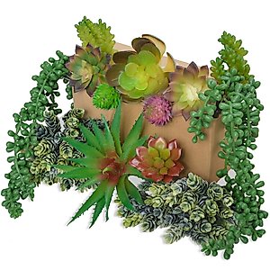 Luxsego Artificial Succulents - 19 Pack Fake Succulents Arrangement for DIY, Realistic Unpotted Faux Succulents Plants Decor for Home, Bathroom, Wedding, Garden, Office, Indoor and Outdoor