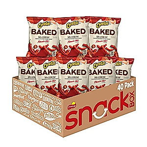 Frito Lay Baked Cheetos Crunchy Flamin' Hot, 0.87 Ounce Pack of 40