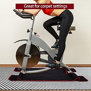 Exercise Bike Sweat Towel Mat, Super Absorbent Spin Bike Sweat Guard, Anti Slip & Machine Washable Mat Compatible with Peloton Bike, Peloton Accessories Black/Red