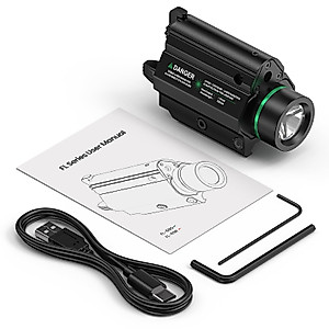 Feyachi LF-68 Green Laser Weapon Light 1000 Lumen LED Flashlight Combo with Picatinny Rail Mount for Pistol Rifle Rechargeable