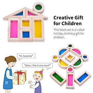 Gray Orange Wooden Building Blocks Set 24pcs, Wooden Blocks for Toddlers, Rainbow Sensory Toys, Wooden Toys, Preschool Wooden Stacking Toy for Kids