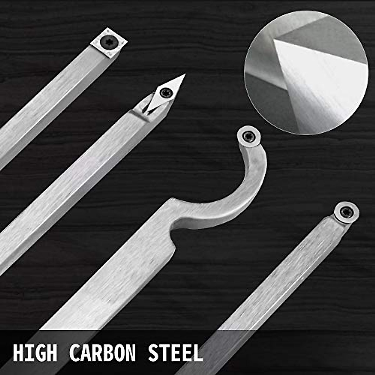 VEVOR Wood Turning Tools for Lathe 4 PCS Set, Carbide Lathe Tools with Diamond Shape, Round, Square Cutters, Turning Lathe Chisels with Comfortable Grip Handles Lathe Tools for Craft DIY Hobbyists