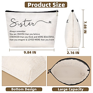 LISEVO Sister Choice Makeup Organizer Bag, Inspirational Handmade Idea Presents for Women, You Are Braver Than You Think, Sis Best Friends Birthday Women's Day Bridesmaid Party Cosmetic Toiletry Bag