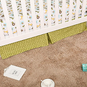 Brandream Jungle Crib Bedding Set for Boys Girls Safari Nursery Set - Elephant Lion Giraffe Animal Baby Comforter/Quilt, Fitted Crib Sheet, Crib Bed Skirt, 3 Pieces Green/Yellow/Mint/Taupe