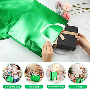 Eccliy 60 Pcs Reusable Gift Tote Bags Grocery Shopping Bag with Handles Thank You Gift Bags for Bridesmaid Wedding Christmas, 12.6x10.6x3.9''(Dark Green)