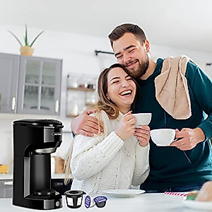 Single Serve Coffee Maker, K Cup Coffee Maker for Capsule Pod Ground Coffee, 1000W Single Cup Coffee Maker with Permanent Filter 6-14oz Reservoir One-Touch Button Fast Brew & Auto Shut Off, Black