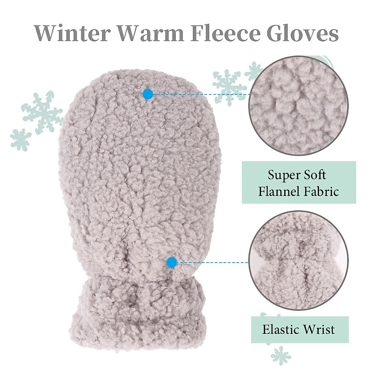 Zsedrut 3 Pairs Kids Winter Glove Fleece Lined Baby Girl Mittens Warm Toddler Boys Gloves (White+Gray+Pink, S)