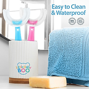 U Shaped Toothbrush l Kids Toothbrushes With Silicone Brush Head - Soft Manual Training Toothbrush, 360° Oral Teeth Cleaning Design for Children, Childrens U Shaped Toothbrush, 4 Pack Kids