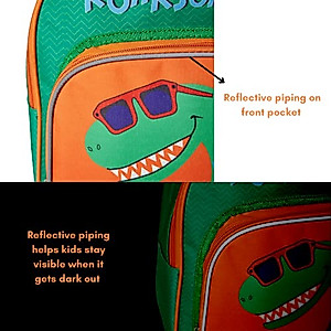 RALME Dinosaur Mini Backpack Set with Water Bottle and Insulated Lunch Pocket for Kids & Toddlers - 12 Inch, Green