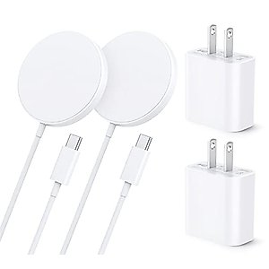 2 Pack Magnetic Wireless Charger, 15W Fast Wireless Charging Pad with MagSafe Charger for iPhone 15/14/Pro/Max/Plus/13 Series, AirPods 3/Pro 2/Pro with 20W USB C PD Adapter